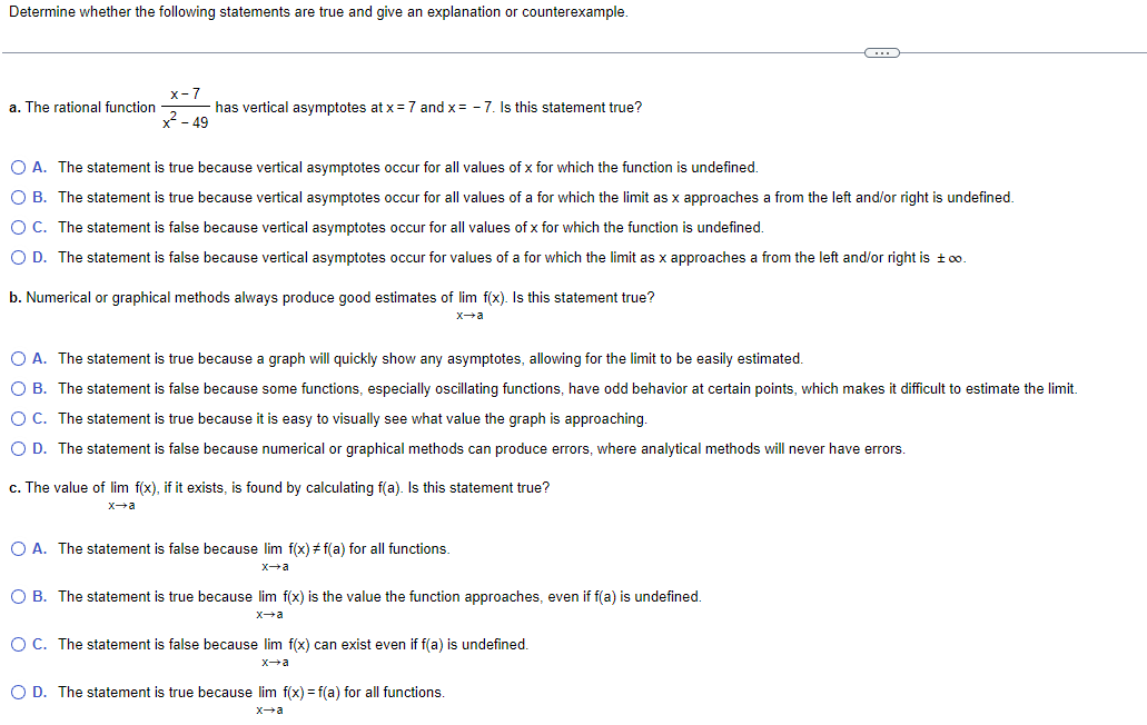 Solved Determine whether the following statements are true | Chegg.com