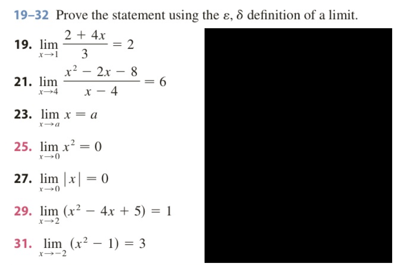 Solved 19-32 Prove the statement using the ε, 8 definition | Chegg.com