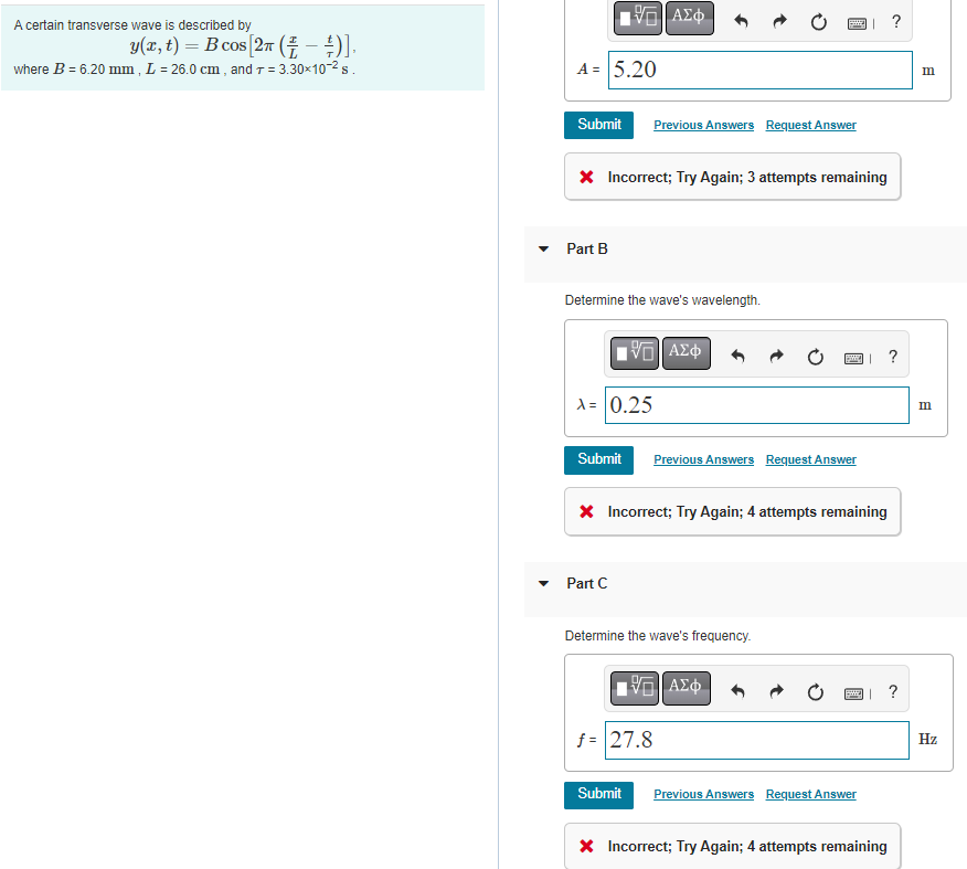 Solved A certain transverse wave is described by | Chegg.com