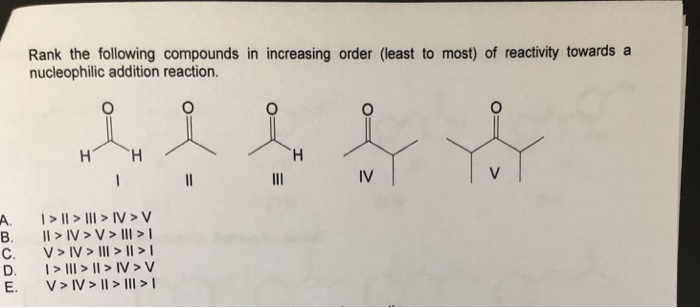 Solved Rank The Following Compounds In Increasing Order