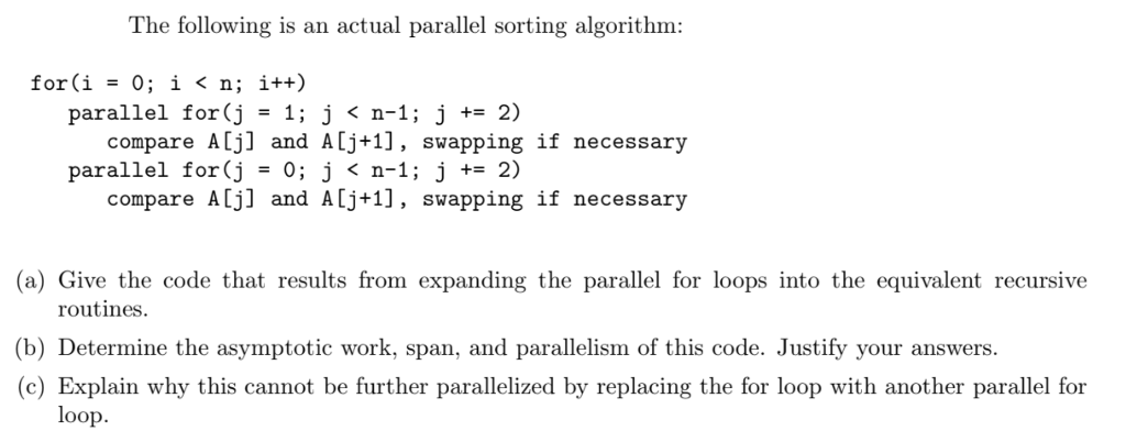 The following is an actual parallel sorting | Chegg.com
