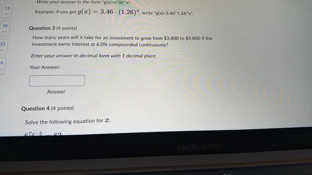 Solved Write your answer in the form " g(x)=a∗(b)∧x". | Chegg.com
