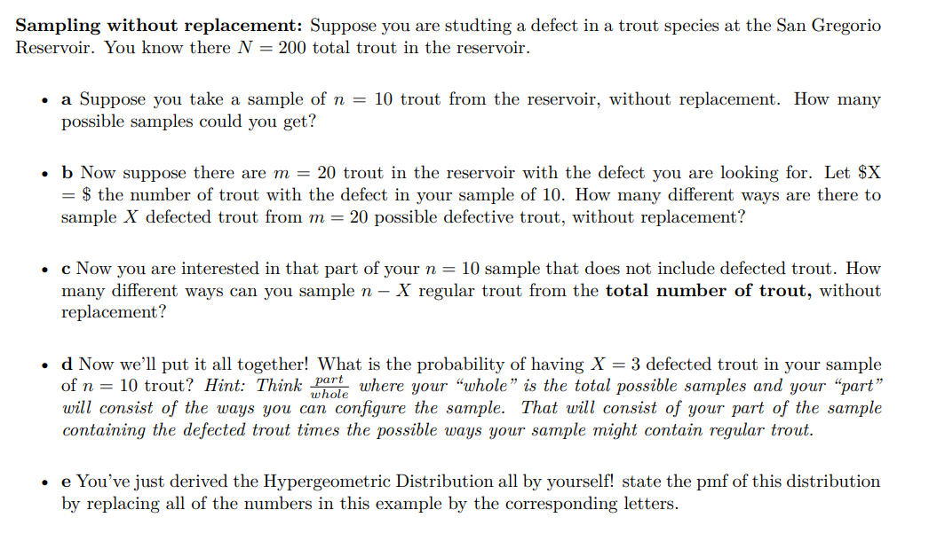 Solved Sampling without replacement: Suppose you are | Chegg.com
