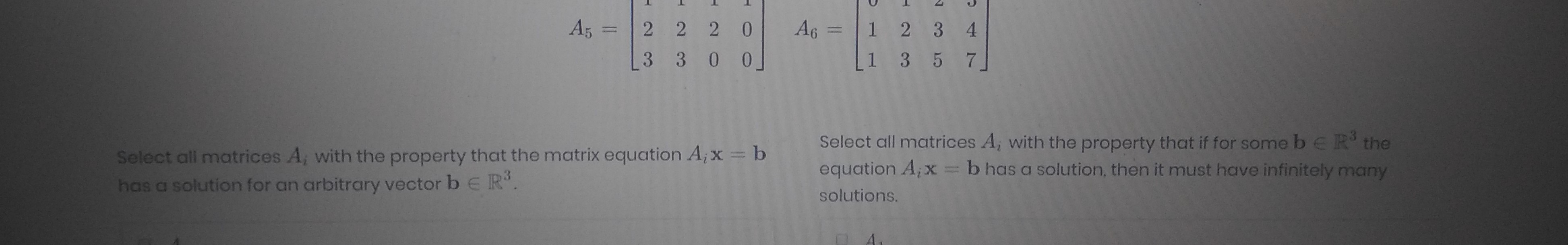 Solved Select all matrices Ai with the property that the | Chegg.com