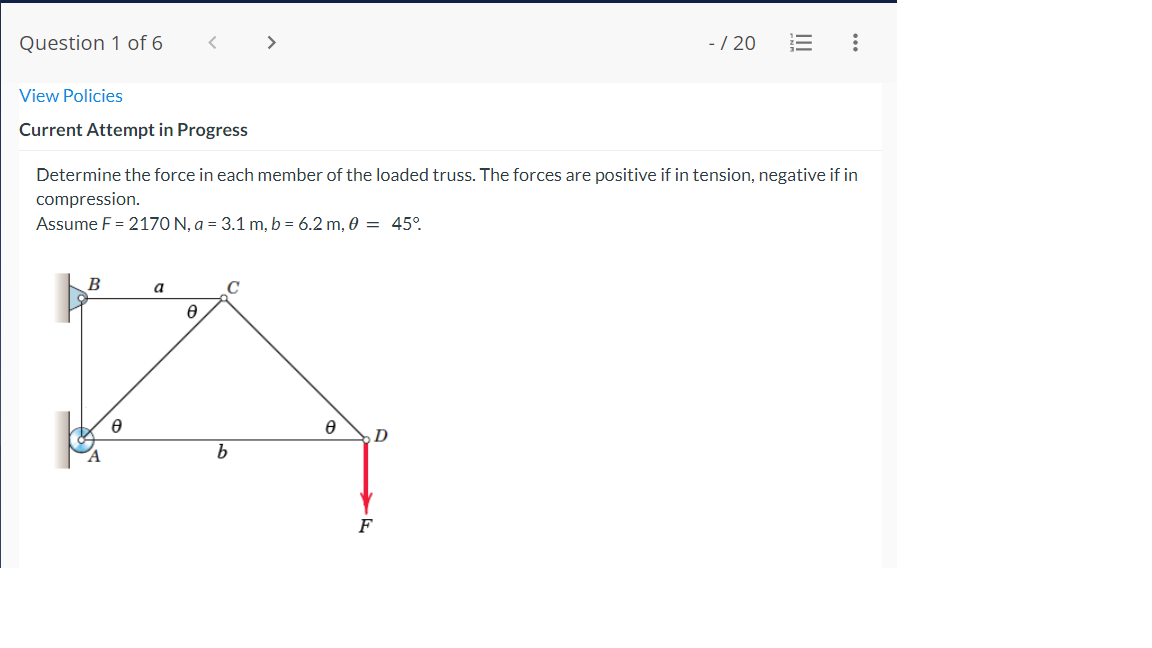 Solved Determine the force in each member of the loaded | Chegg.com