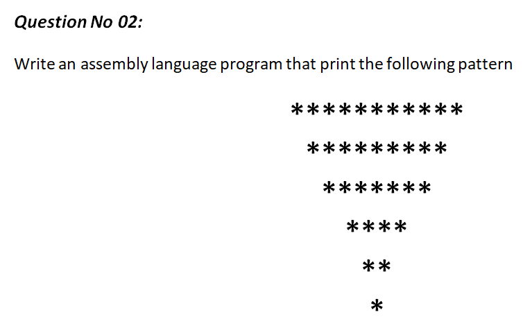 Solved Question No 02 Write An Assembly Language Program