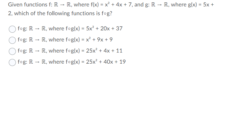 Solved Given functions f: R - R, where f(x) = x² + 4x + 7, | Chegg.com