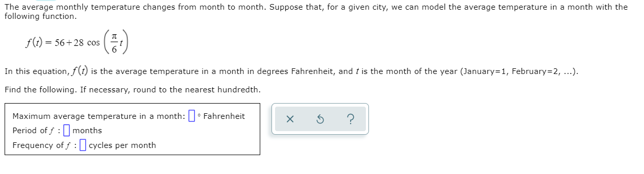 Solved Word problem involving a sine or cosine function I | Chegg.com