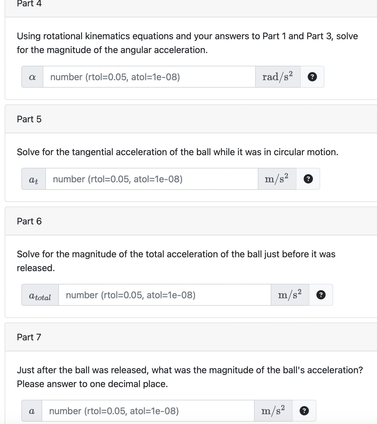 Part 4Using rotational kinematics equations and your | Chegg.com