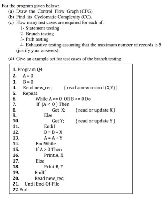 Solved For the program given below: (a) Draw the Control | Chegg.com