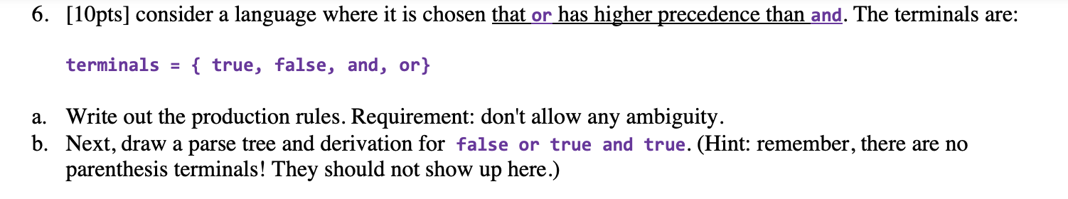 Solved 6. [10pts] consider a language where it is chosen | Chegg.com