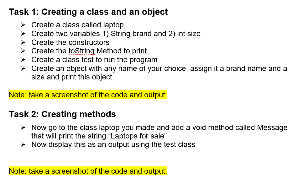 Solved Task 1 Creating A Class And An Object Create A 5340