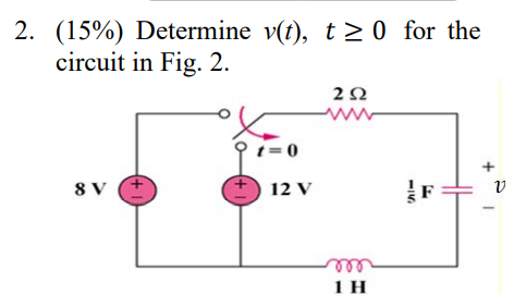 Solved (15%) ﻿Determine v(t),t≥0 ﻿for the circuit in ﻿Fig. | Chegg.com
