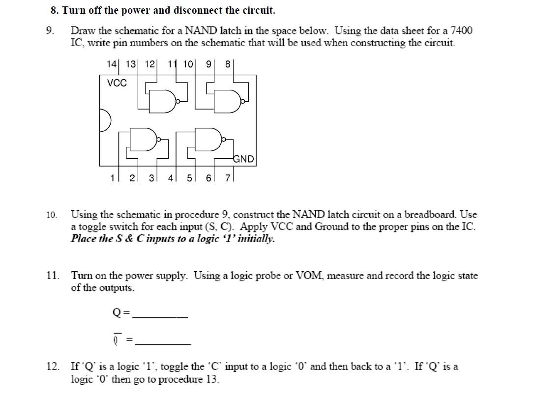 Lab 8 Flip-Flops ICs: 7474 (DFF), 7476(JKFF), 7486 | Chegg.com