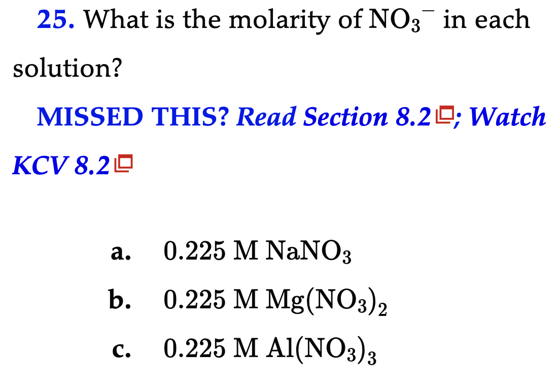 Solved What is ﻿the molarity of NO3-in ﻿eachsolution?MISSED | Chegg.com