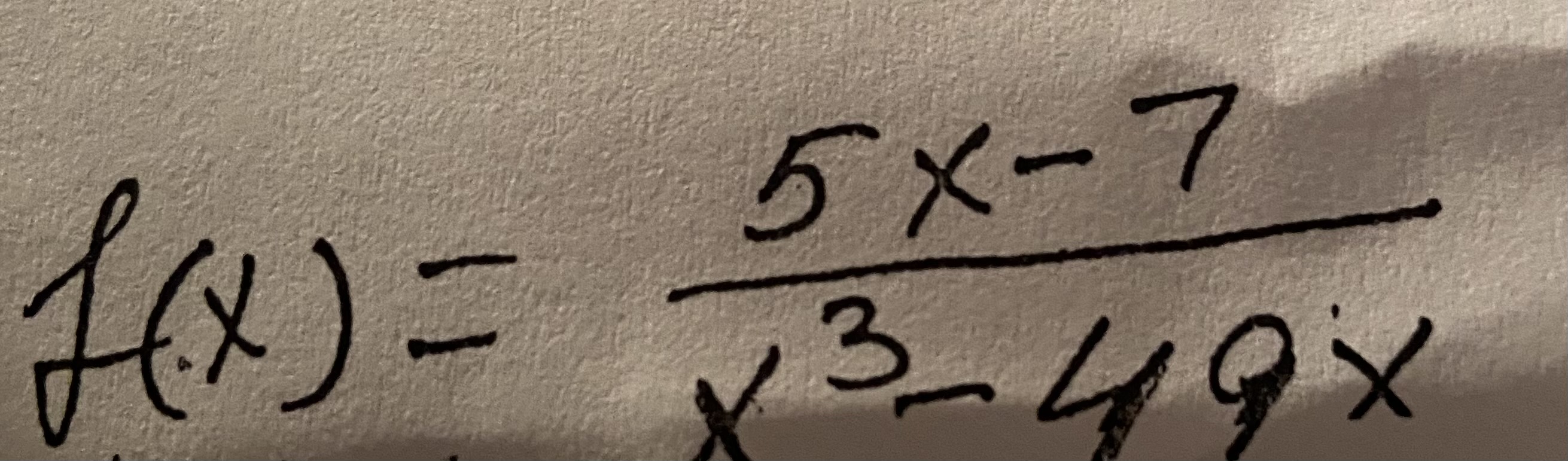 Solved f(x)=x3−49x5x−7 | Chegg.com
