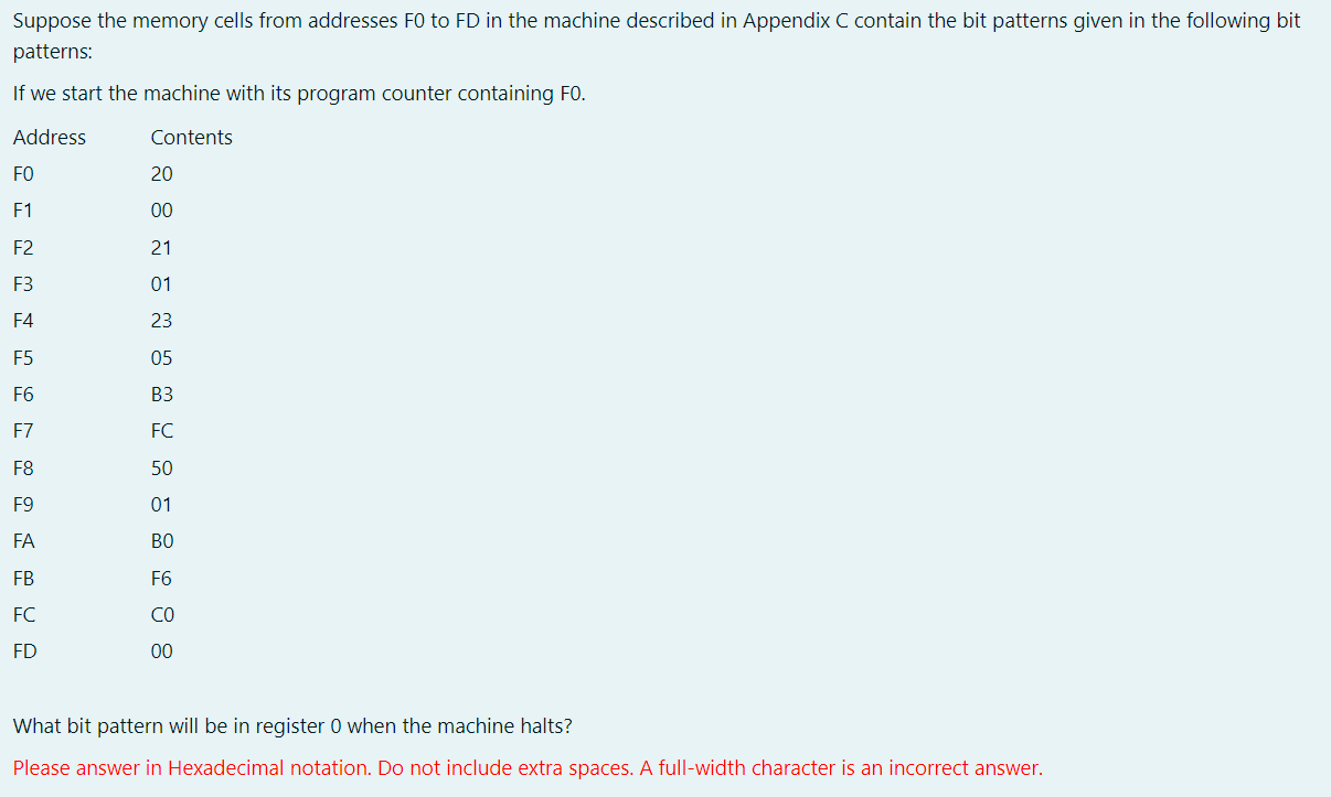 Solved Suppose the memory cells from addresses F0 to FD in | Chegg.com