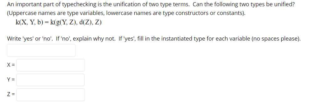 An important part of typechecking is the unification | Chegg.com