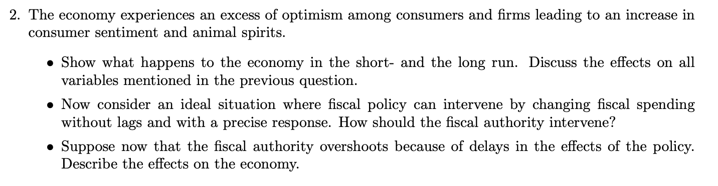 The economy experiences an excess of optimism among | Chegg.com