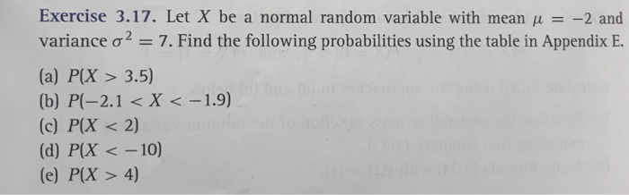 Solved Exercise 3 17 Let X Be A Normal Random Variable With