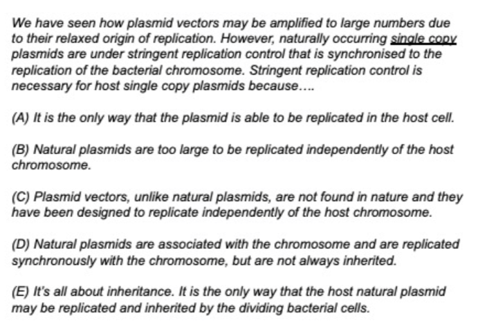 Solved We have seen how plasmid vectors may be amplified to | Chegg.com