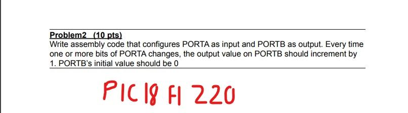 Problem2 10 Pts Write Assembly Code That Configures 