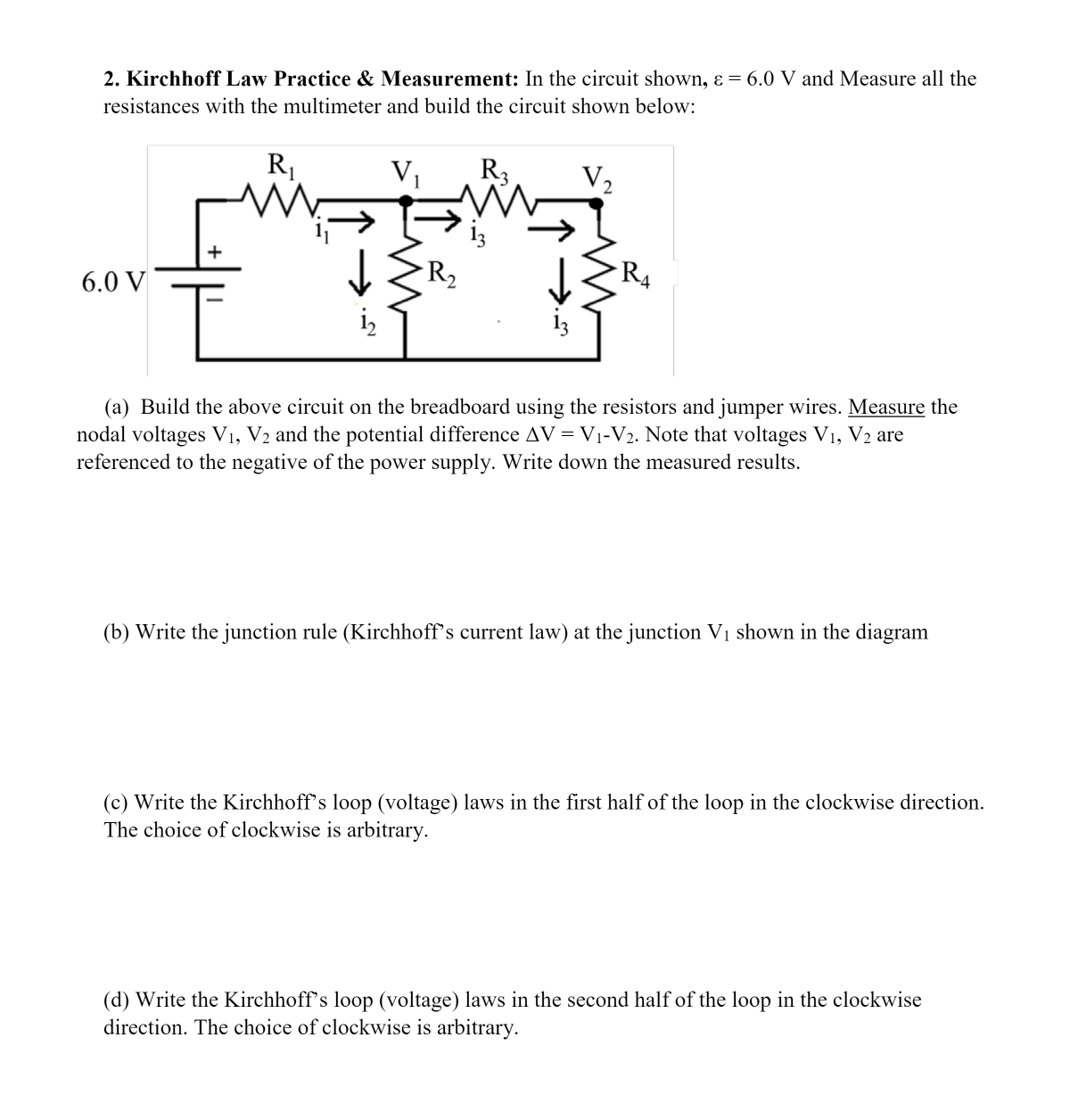 Solved 2. Kirchhoff Law Practice \& Measurement: In the | Chegg.com