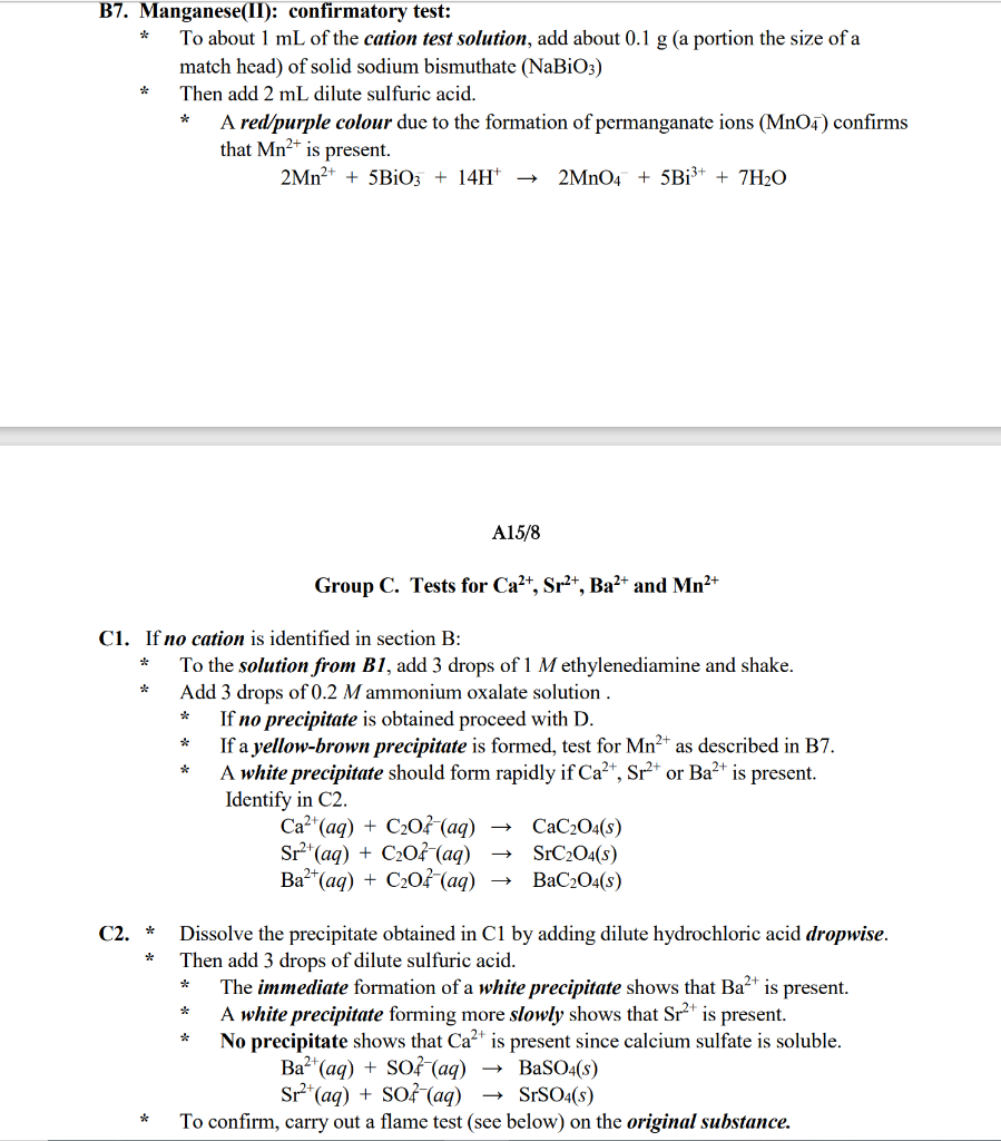 Solved Outline of the Cation Analysis Scheme Cation Test | Chegg.com