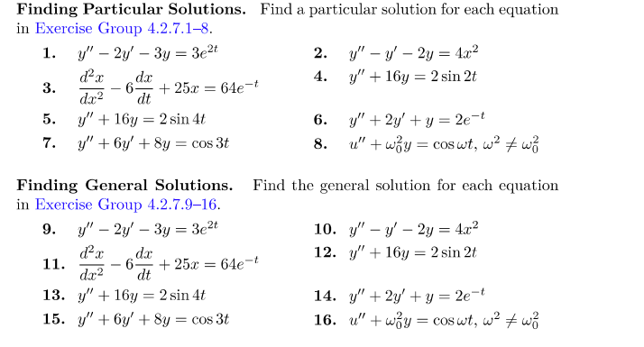 Solved Finding Particular Solutions. Find a particular | Chegg.com