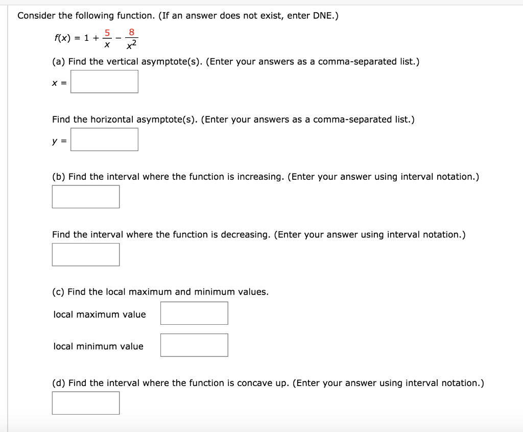 Solved Consider the following function. (If an answer does | Chegg.com