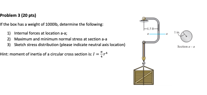 Solved Problem 3 (20 pts) If the box has a weight of 1000lb, | Chegg.com
