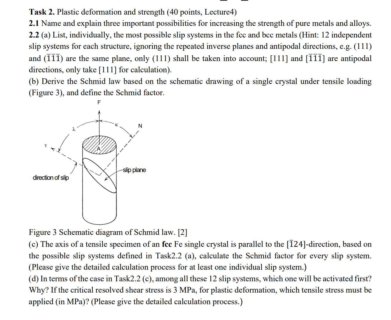 Solved Task 2. Plastic deformation and strength (40 points, | Chegg.com