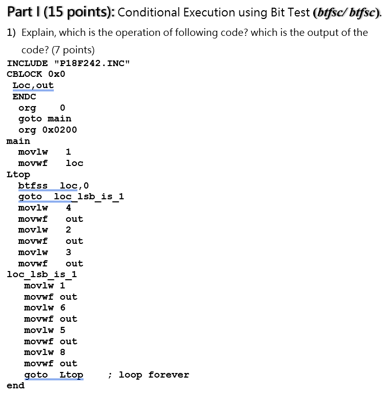 Solved Part I (15 points): Conditional Execution using Bit | Chegg.com