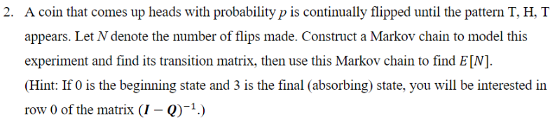 Solved 2. A coin that comes up heads with probability p is | Chegg.com