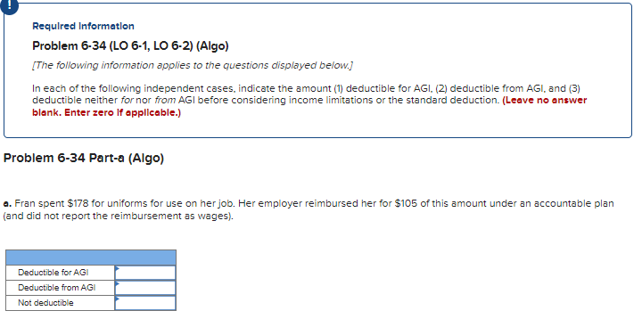 Solved Required Information Problem 6-34 (LO 6-1, LO 6-2) | Chegg.com