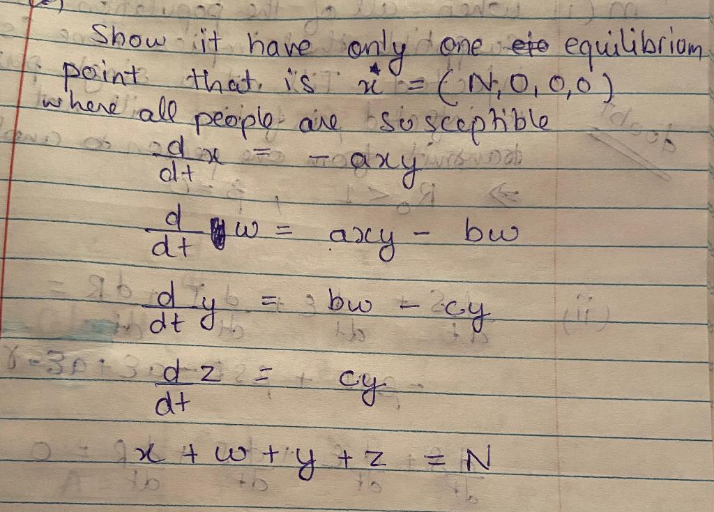 Solved Show it have only one eto equilibrion 1 point that is | Chegg.com