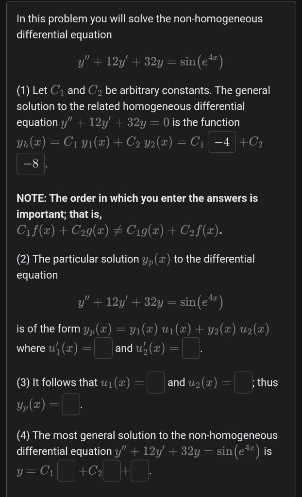 Solved In this problem you will solve the non-homogeneous | Chegg.com