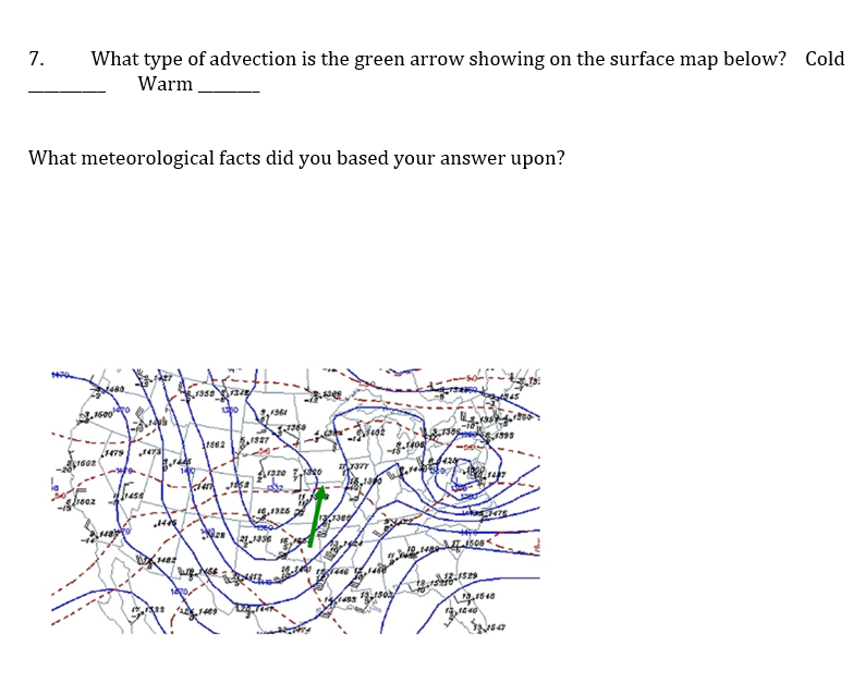 Solved 6. What type of advection is the green arrow showing | Chegg.com