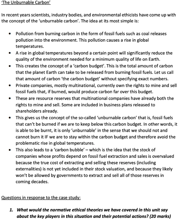 The Unburnable Carbon’ In recent years scientists, | Chegg.com