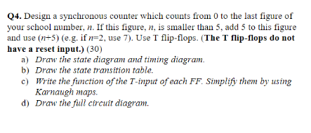 Solved Q4. Design a synchronous counter which counts from 0 | Chegg.com