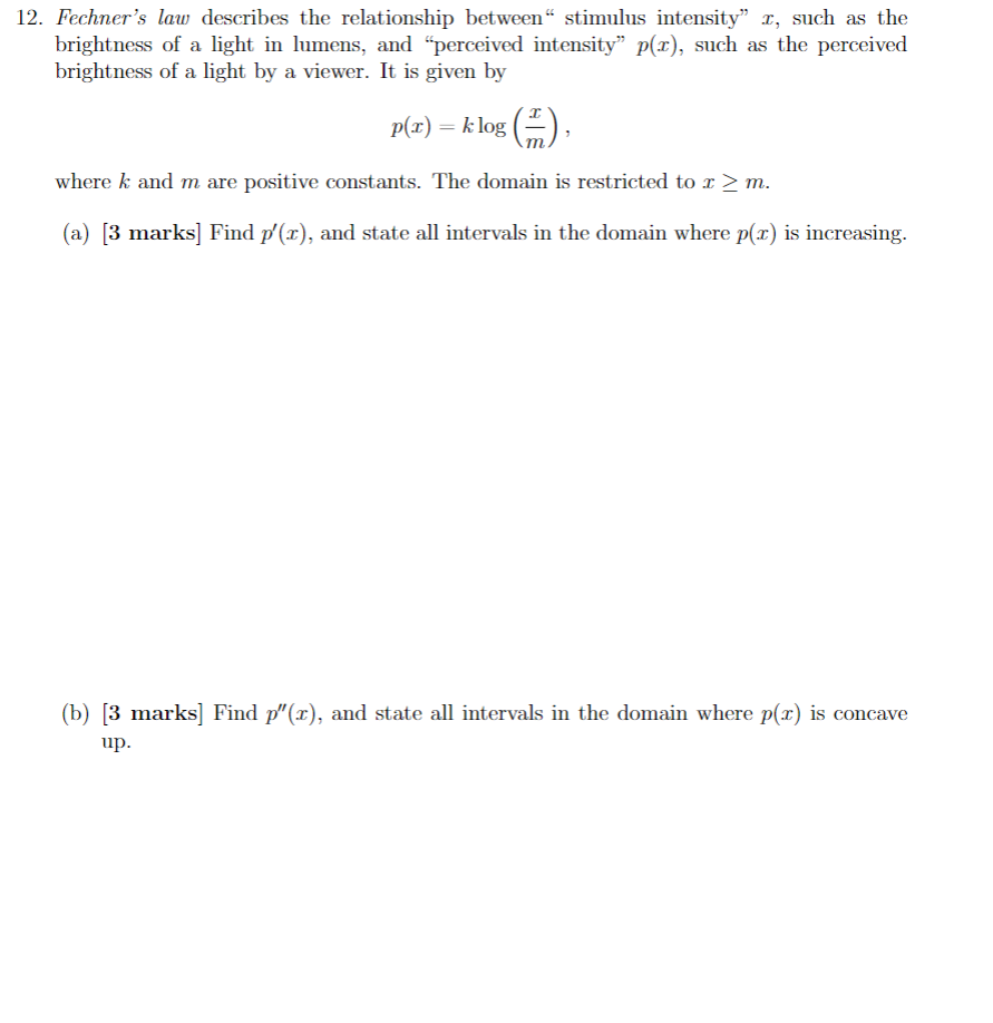 Solved Fechner's law describes the relationship between " | Chegg.com