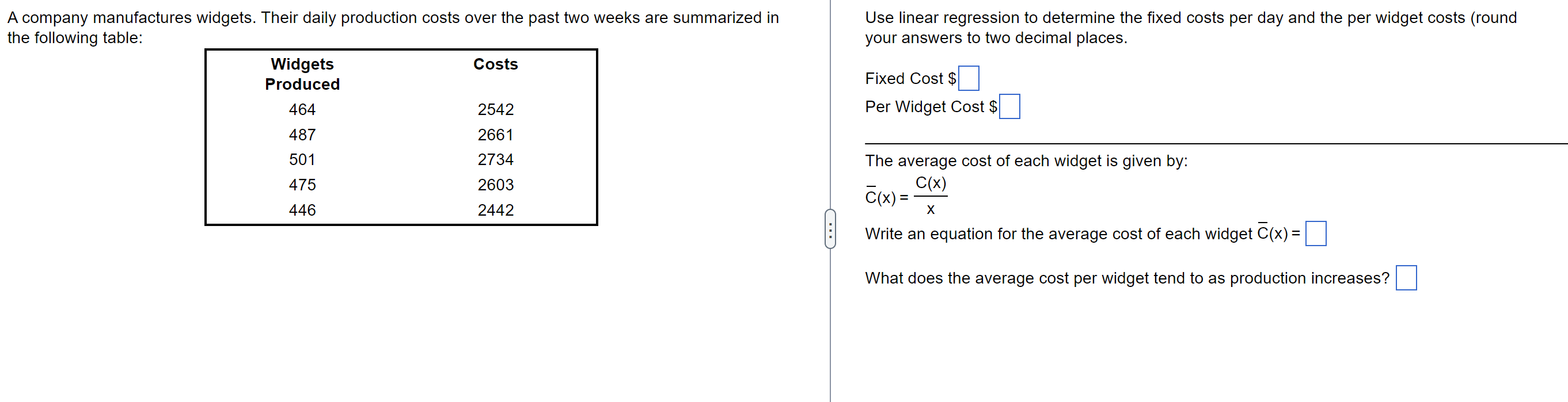 Solved the following table: your answers to two decimal | Chegg.com