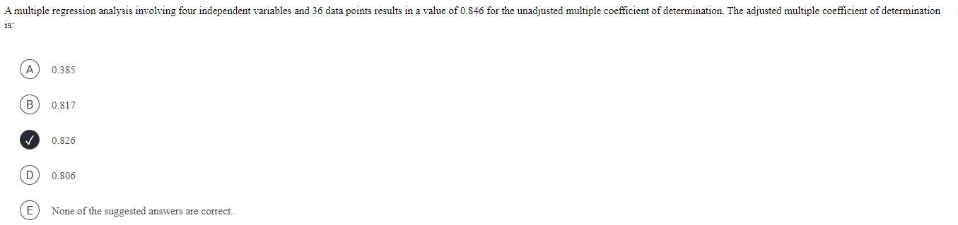 Solved A multiple regression analysis involving four | Chegg.com