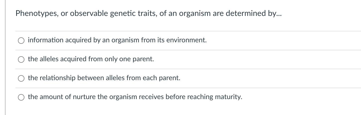 Solved Phenotypes, or observable genetic traits, of an | Chegg.com