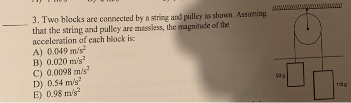 Solved: 3. Two Blocks Are Connected By A String And Pulley... | Chegg.com