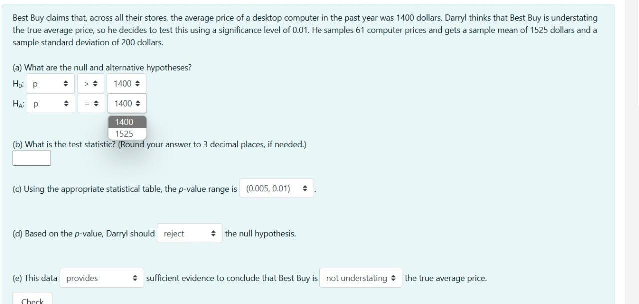 Solved Best Buy claims that, across all their stores, the | Chegg.com