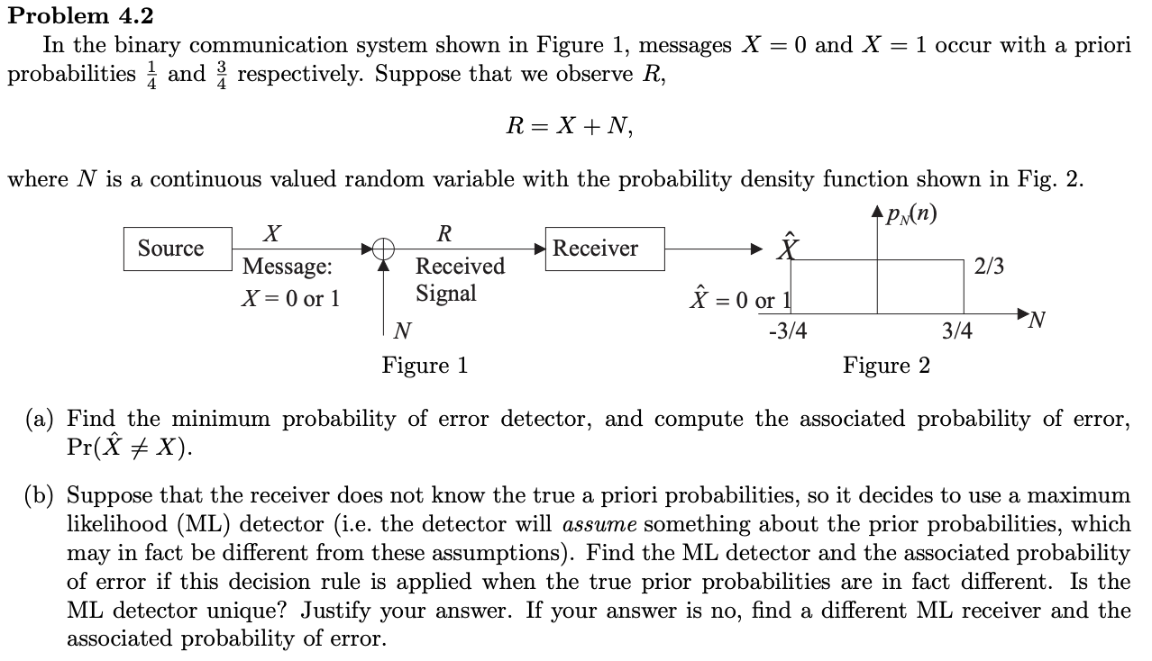 Problem 42 In The Binary Communication System Shown 4565