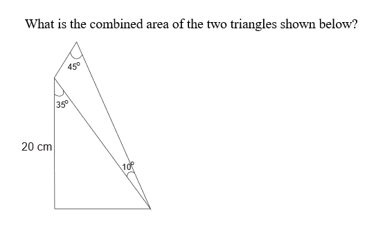 Solved What is the combined area of the two triangles shown | Chegg.com