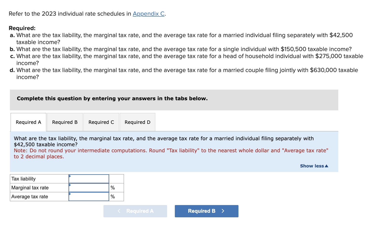 Solved Refer to the 2023 individual rate schedules in | Chegg.com