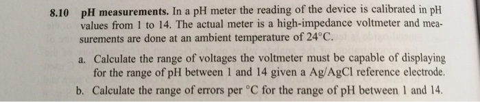 Solved pH measurements. In a pH meter the reading of the | Chegg.com